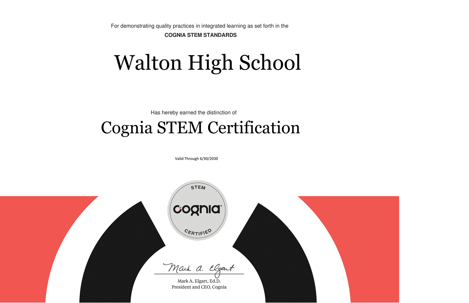 Walton STEM Academy Earns Prestigious Cognia STEM Certification